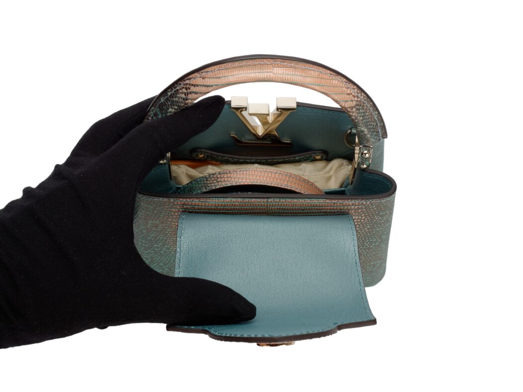 Louis Vuitton Capucines Mini, Lizard Green And Pink, Silver Hardware ...