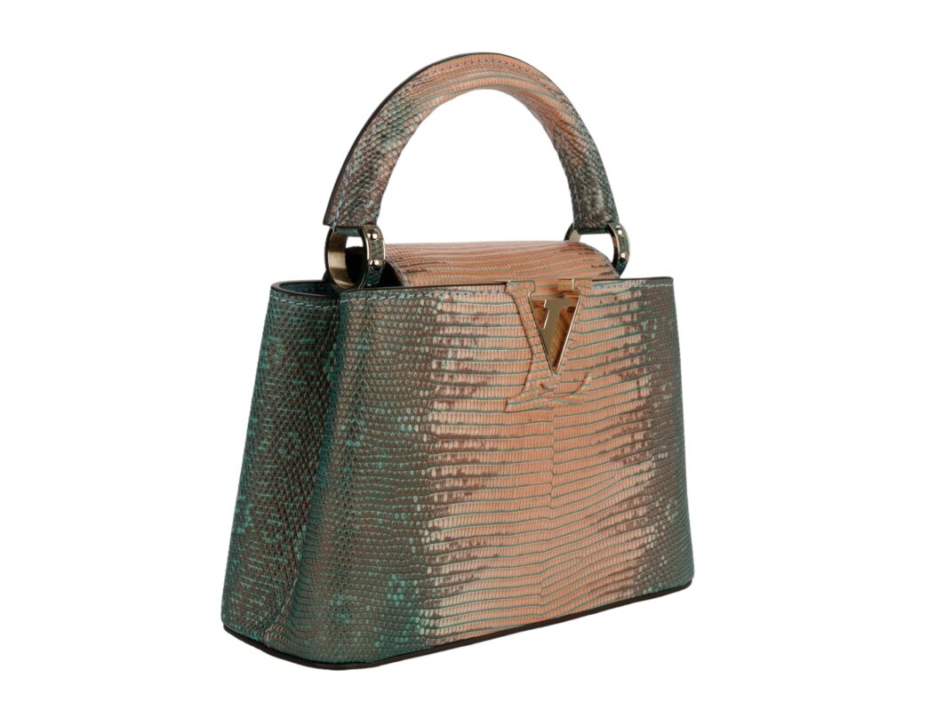 Louis Vuitton Capucines Mini, Lizard Green And Pink, Silver Hardware ...