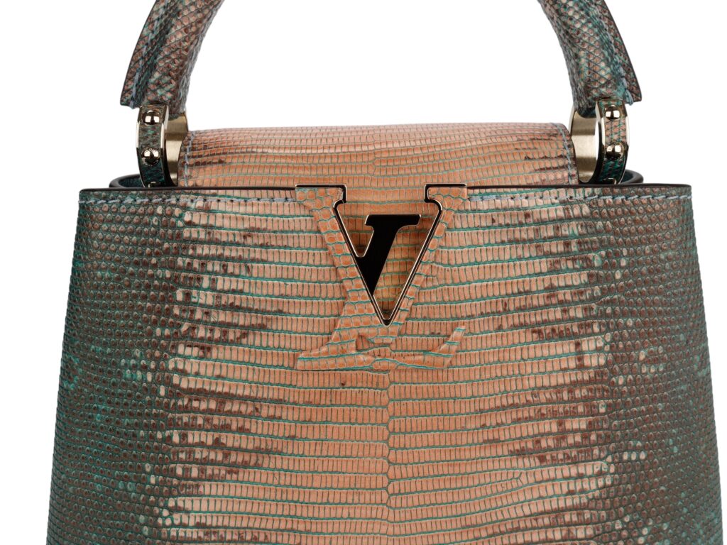 Louis Vuitton Capucines Mini, Lizard Green And Pink, Silver Hardware ...