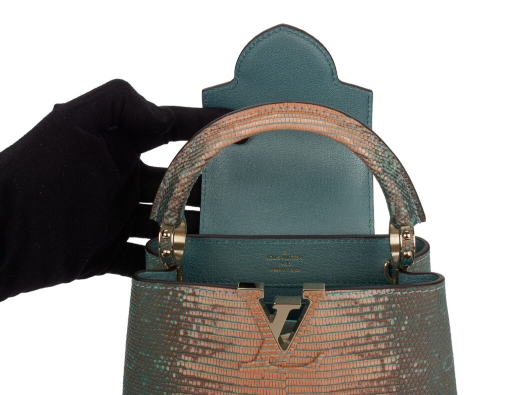 Louis Vuitton Capucines Mini, Lizard Green And Pink, Silver Hardware ...