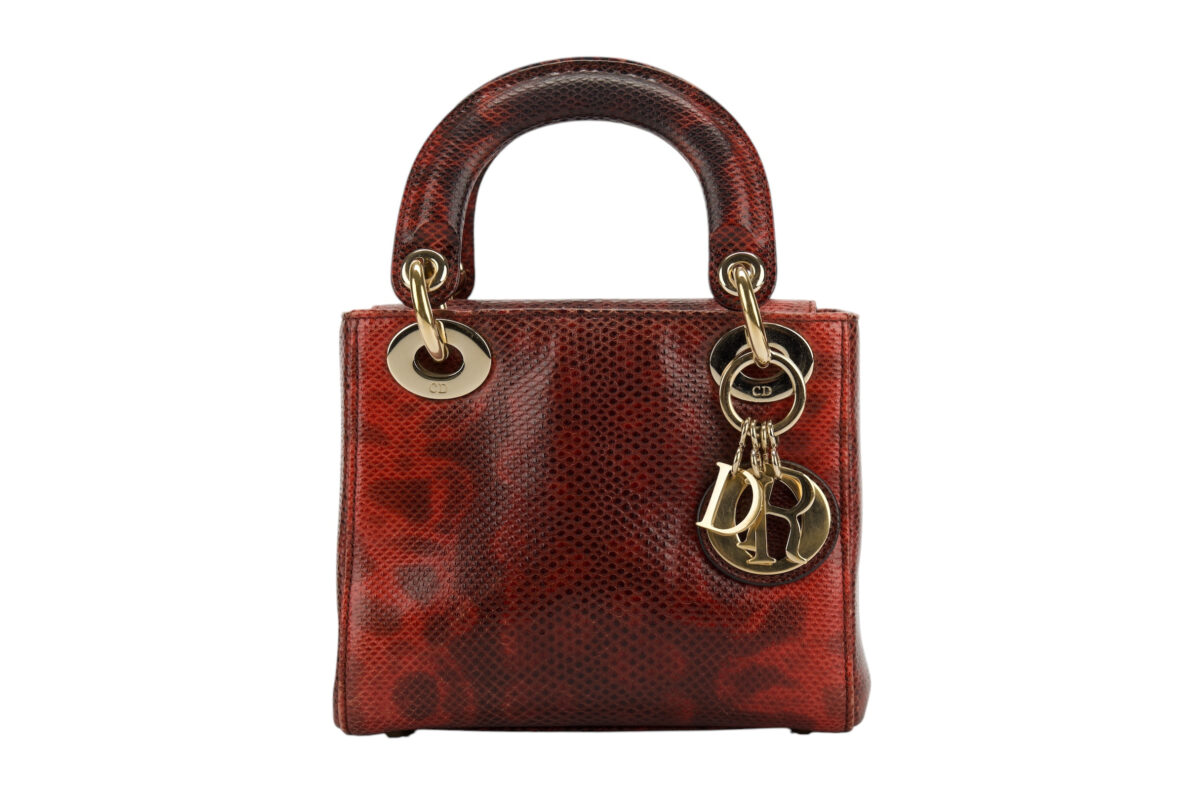 Dior Lady Dior Mini Red Lizard, Gold Hardware - SOLD - Love Pre Love