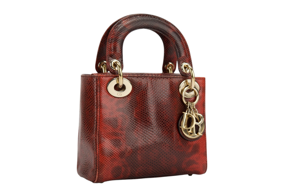 Dior Lady Dior Mini Red Lizard, Gold Hardware - SOLD - Love Pre Love