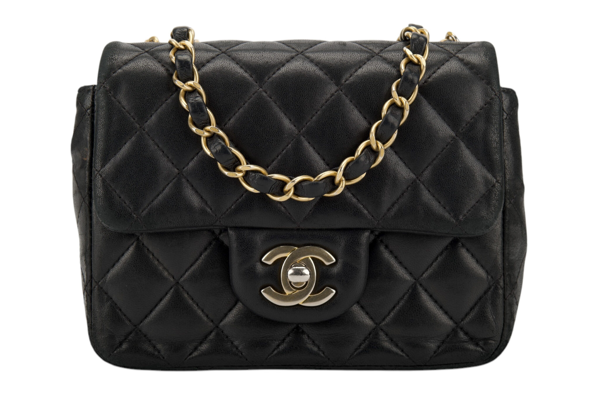 Chanel Mini Square Crush Black Quilted Leather, Gold Hardware ...