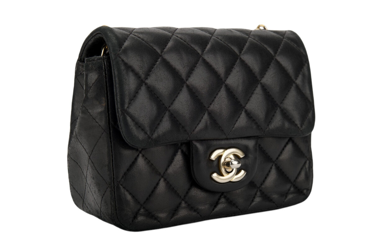 Chanel Mini Square Crush Black Quilted Leather, Gold Hardware ...