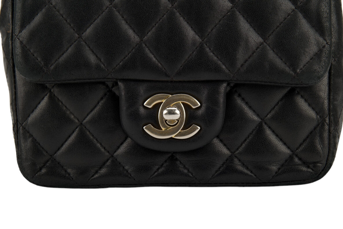 Chanel Mini Square Crush Black Quilted Leather, Gold Hardware ...