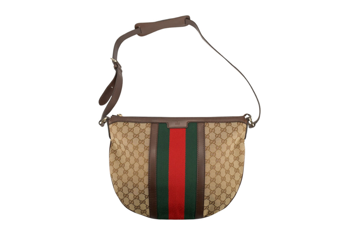 Gucci Web Half Moon Bag, Gold Hardware - Love Pre Love
