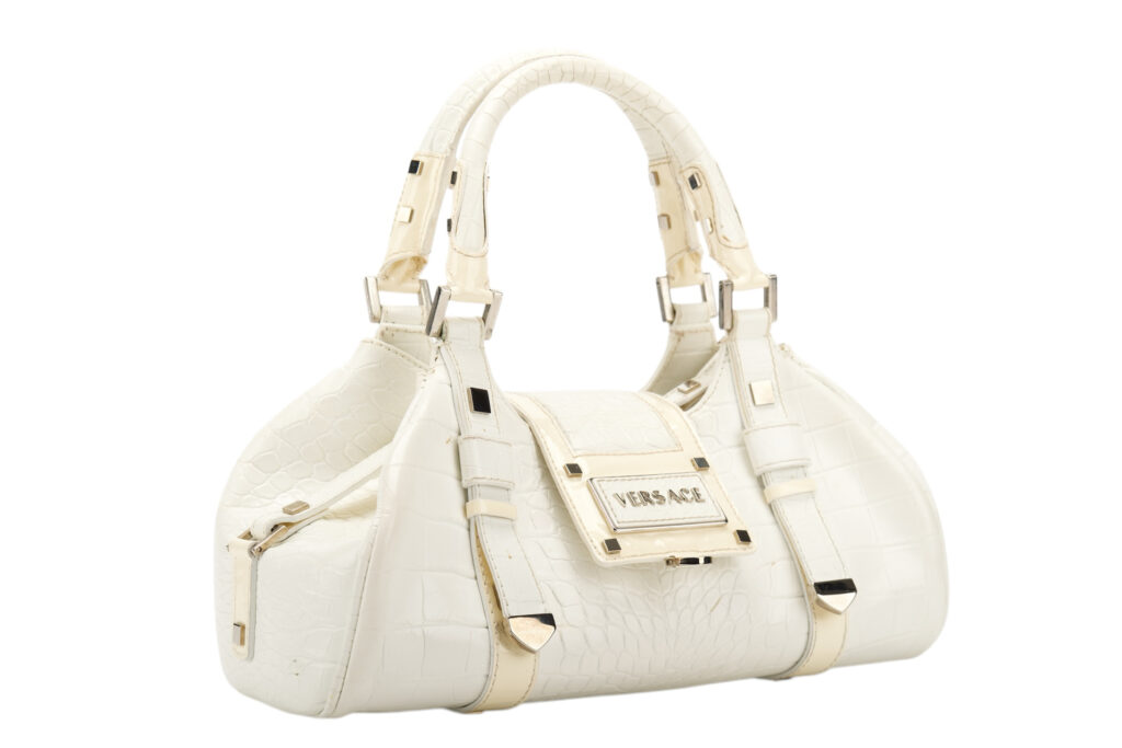 Versace Frame Bag White Alligator-Embossed Leather, Silver Hardware ...