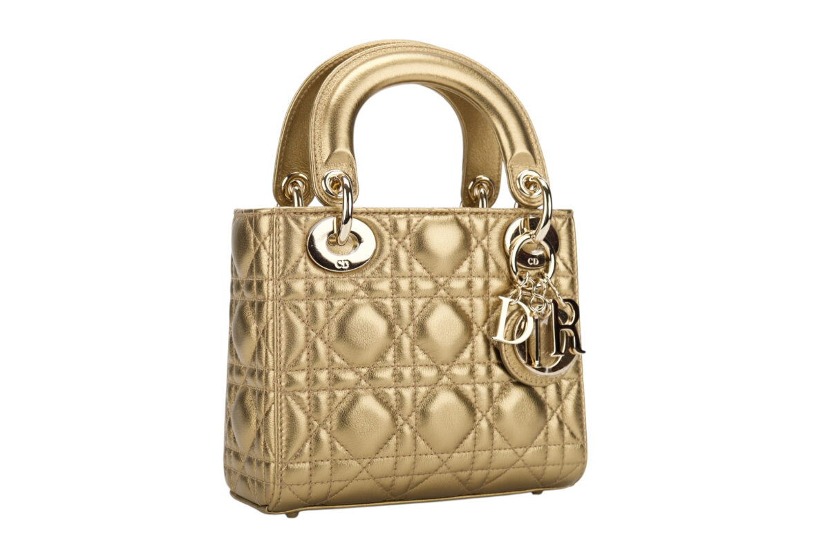 Dior Lady Dior Mini Metallic Gold Cannage Leather, Gold Hardware - SOLD ...