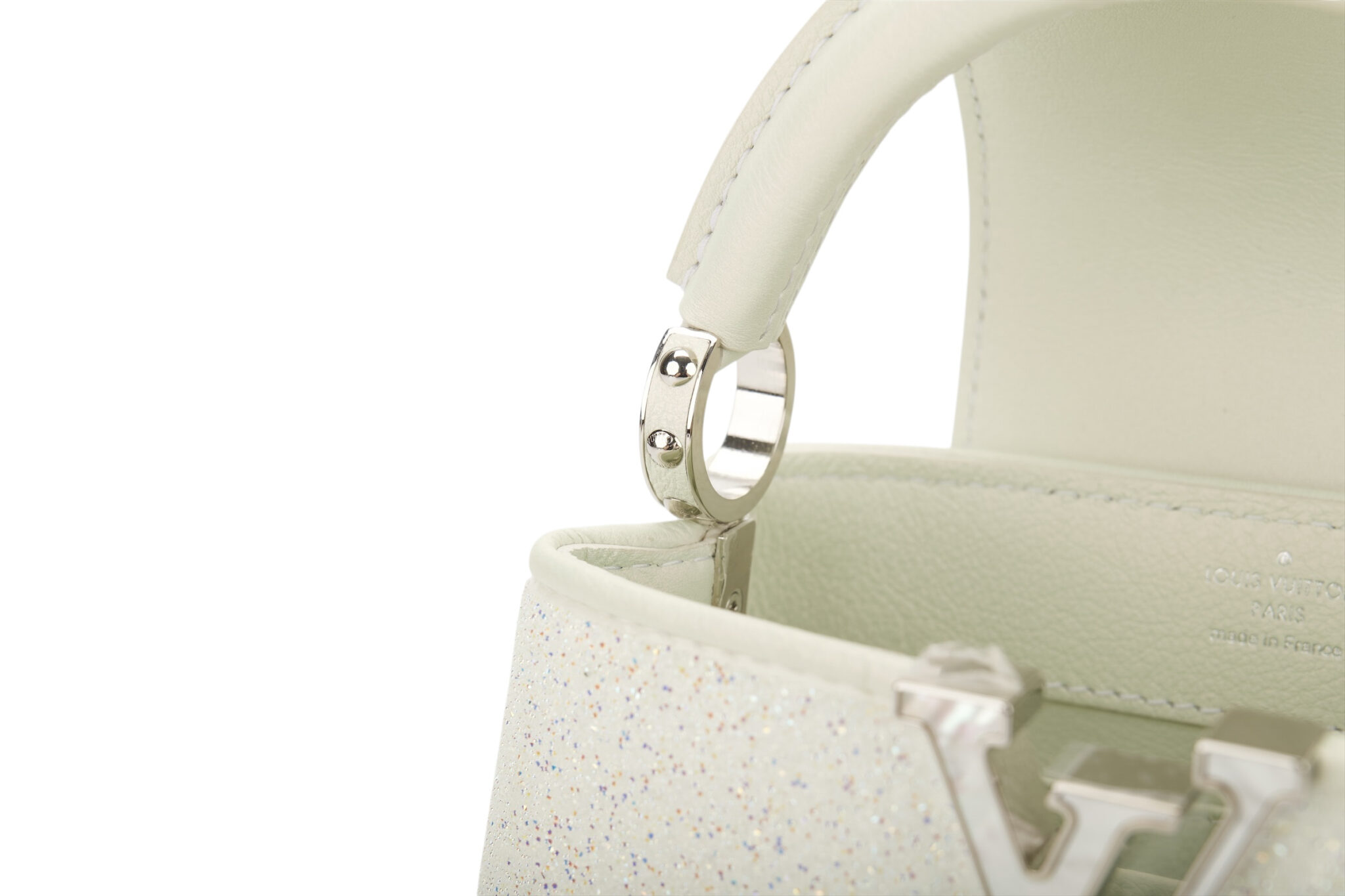 Louis Vuitton Mini Capucines White Swarovski Crystal Embellished Silver ...