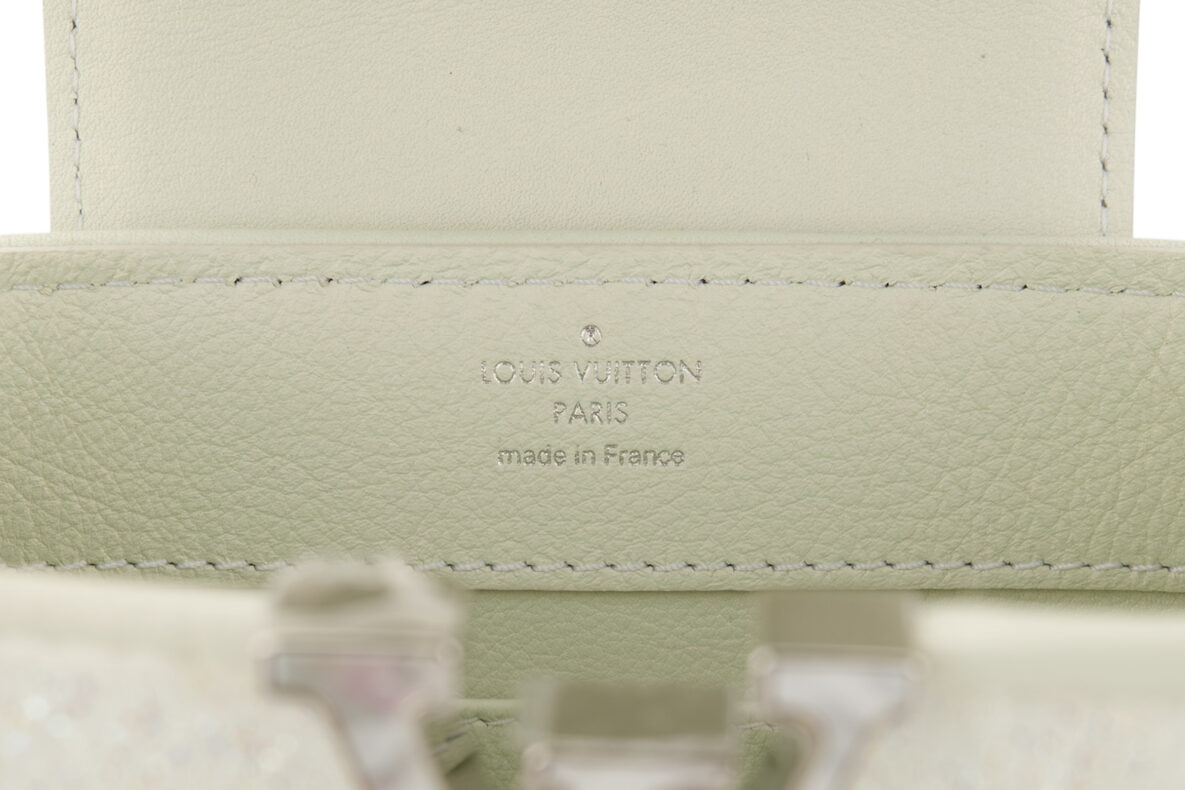 Louis Vuitton Mini Capucines White Swarovski Crystal Embellished Silver ...