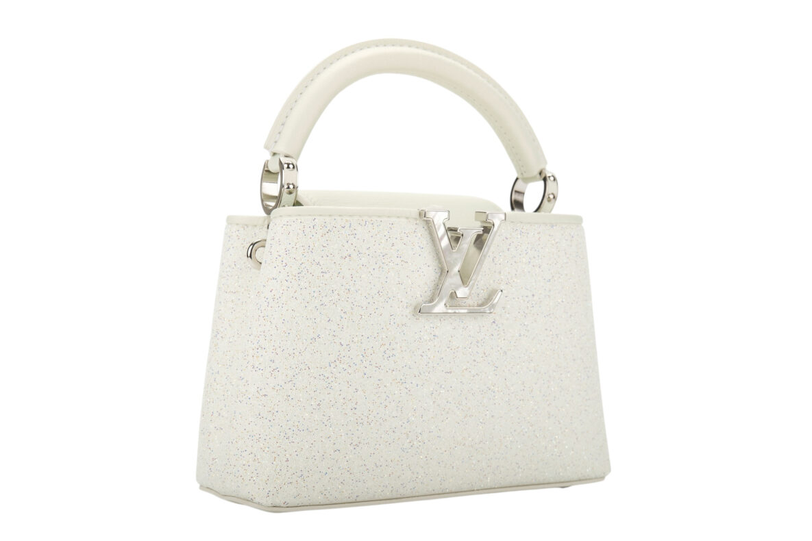 Louis Vuitton Mini Capucines White Swarovski Crystal Embellished Silver ...