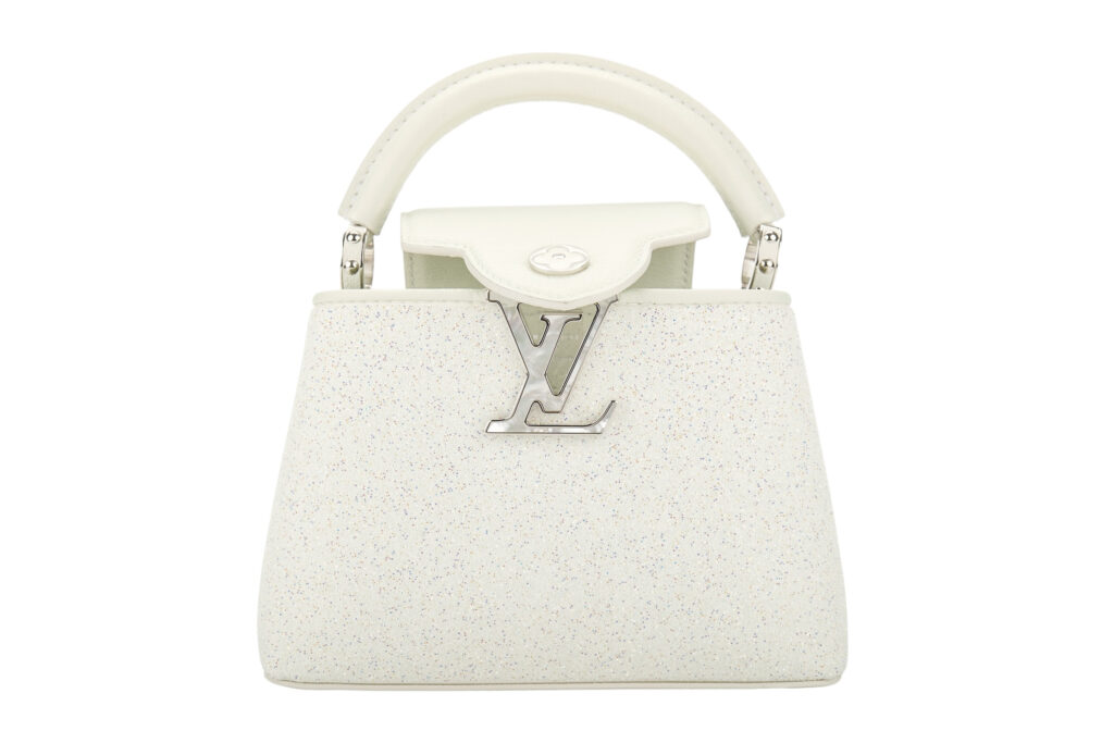 Louis Vuitton Mini Capucines White Swarovski Crystal Embellished Silver ...
