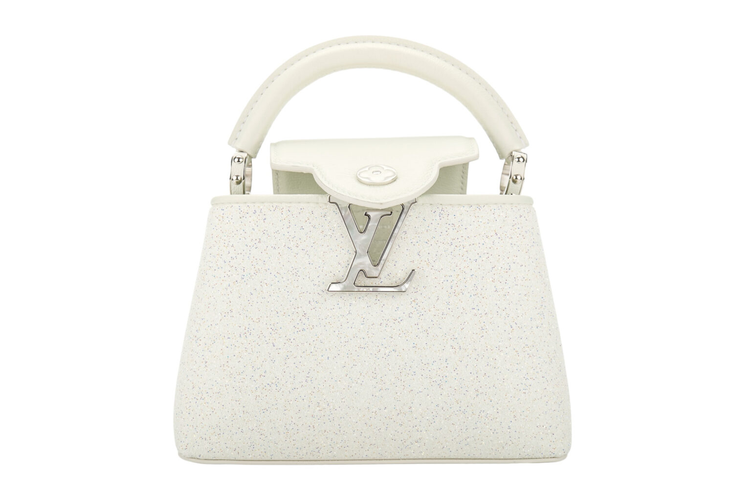 Louis Vuitton Mini Capucines White Swarovski Crystal Embellished Silver ...