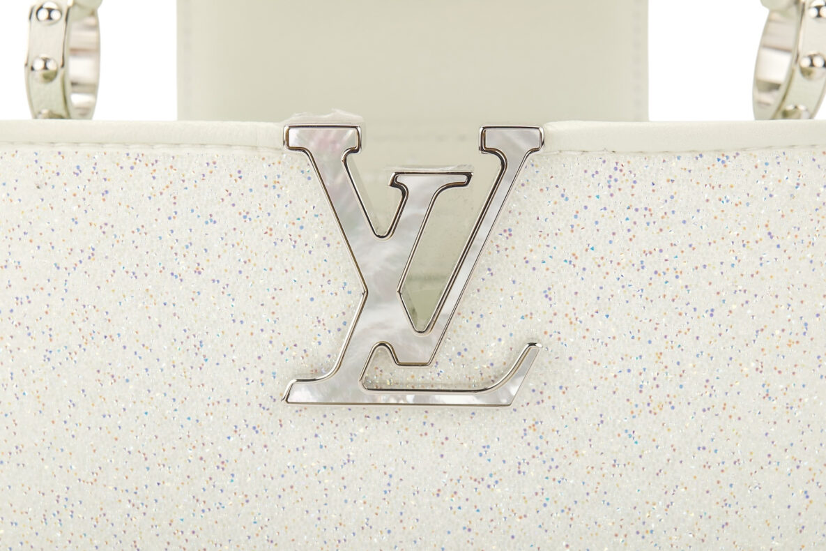 Louis Vuitton Mini Capucines White Swarovski Crystal Embellished Silver ...