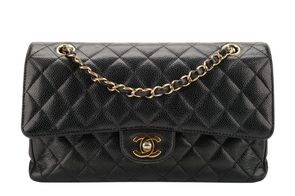 Chanel Classic Medium Double Flap Black Caviar Leather, Gold Hardware ...