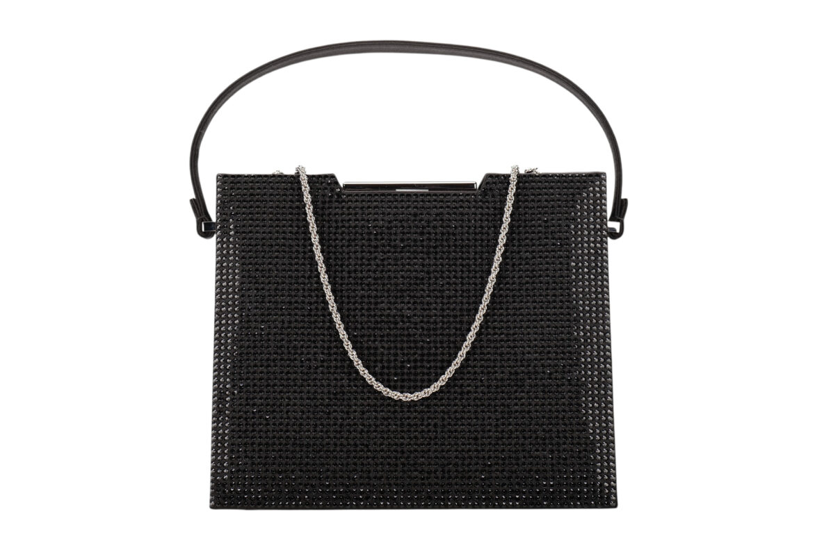 Giorgio Armani Black Crystal Embellished Top Handle Shoulder Bag ...