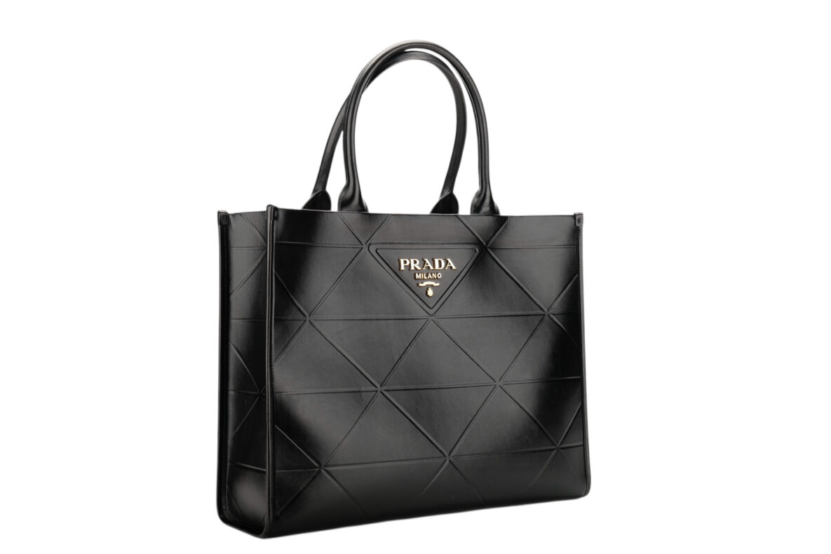 Prada Symbole Large Black Leather Tote, Gold Hardware - Love Pre Love